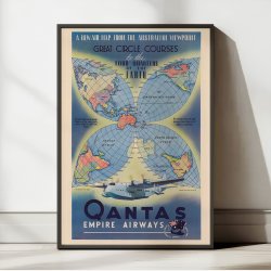 Qantas Air Map 1938 - Luftfartskort - Danske Kort - Gamlestreger