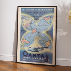 Qantas Air Map 1938 - Luftfartskort - Danske Kort - Gamlestreger