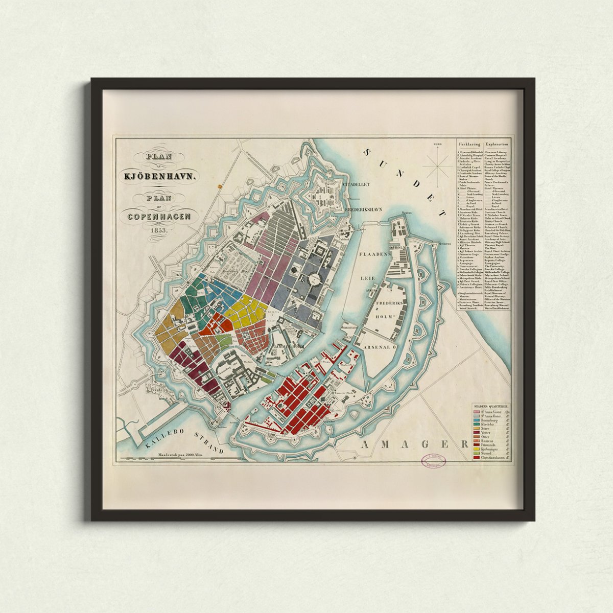 Plan af København 1853 - Historisk bykort - Bykort - Gamlestreger